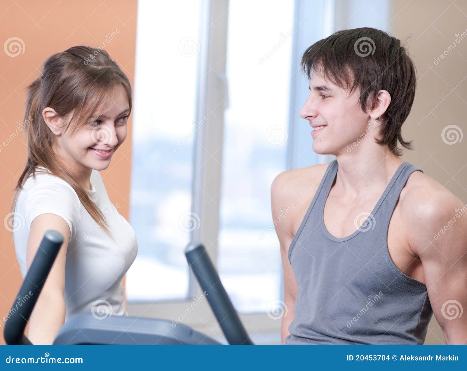 Train on Machine in a Gym. Two Stock Photo - Image of cute, loss: 20453704
