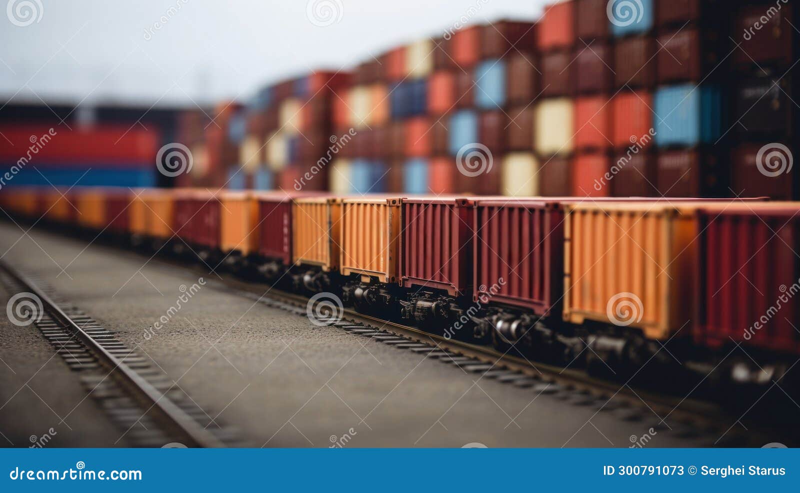 A Train with Many Colorful Containers on the Tracks, AI Stock Image ...
