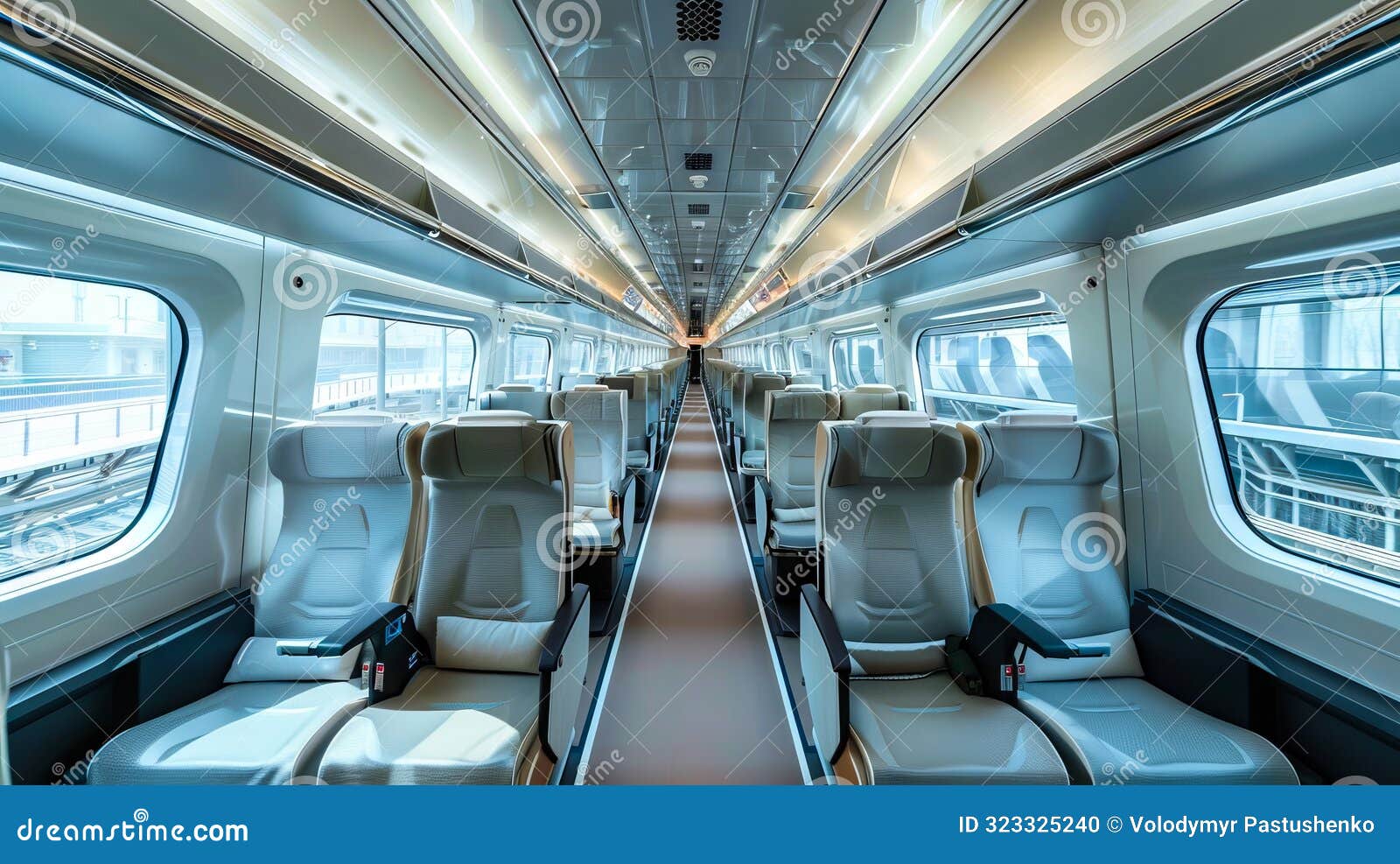 A Train with Many Seats and Windows Stock Photo - Image of transport ...