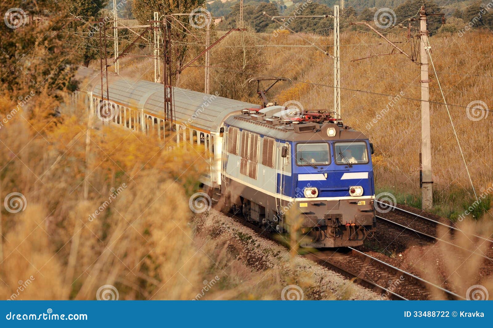 Train in meadows stock photo. Image of direction, journey - 33488722