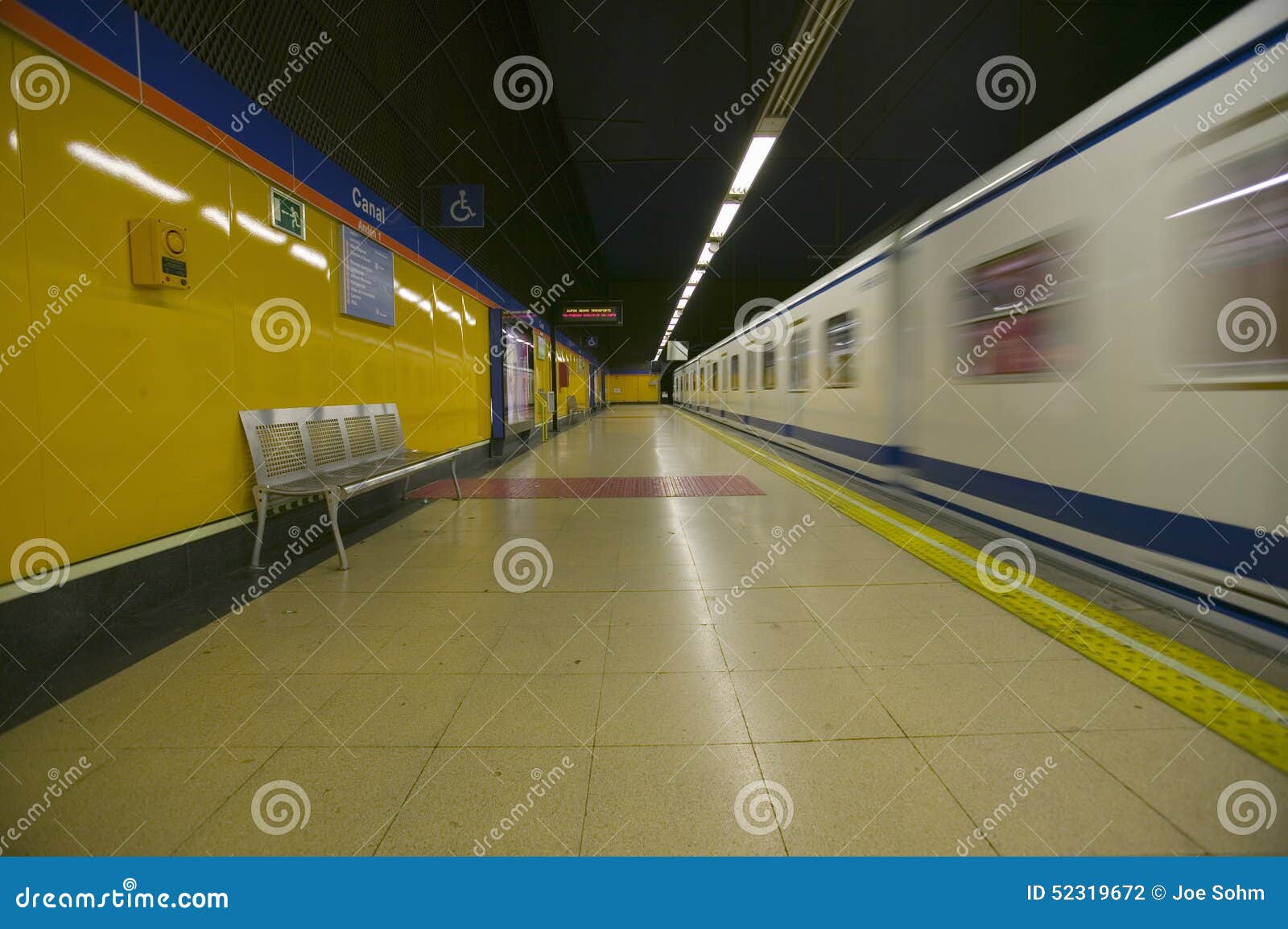 Train at Metro Subway Train Station in Madrid, Spain Editorial ...