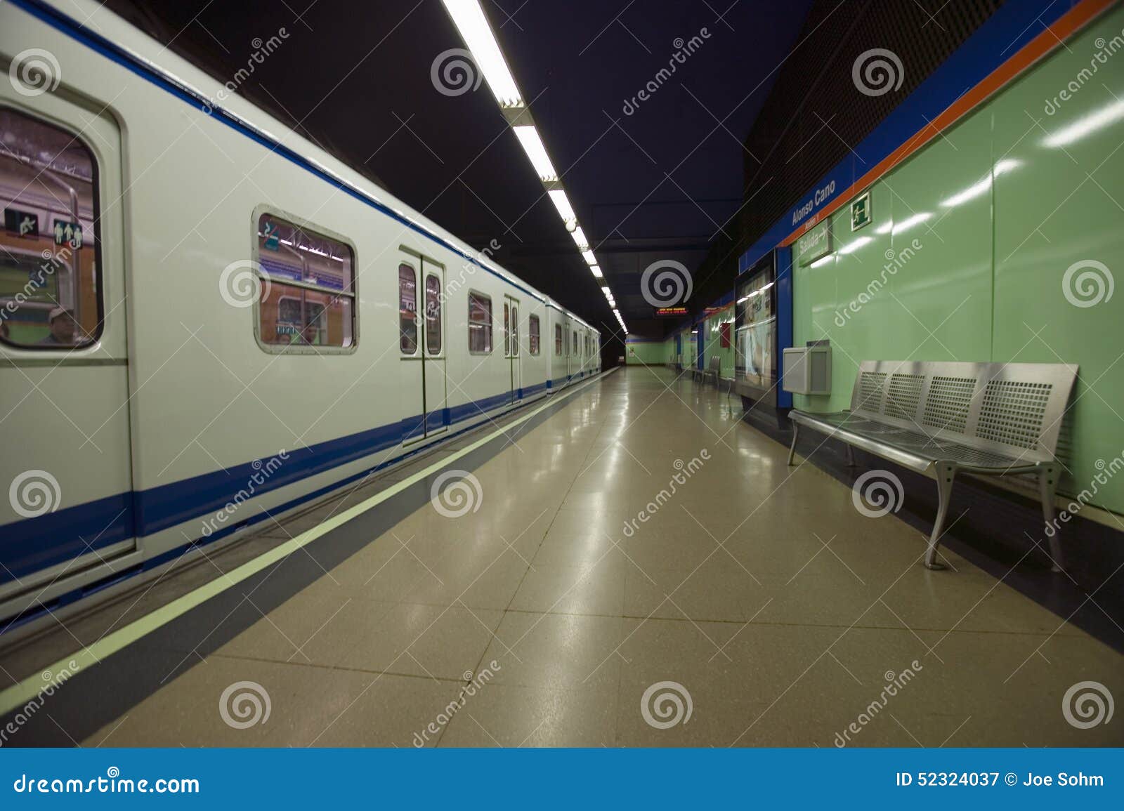 Train at Metro Subway Train Station in Madrid, Spain Editorial ...