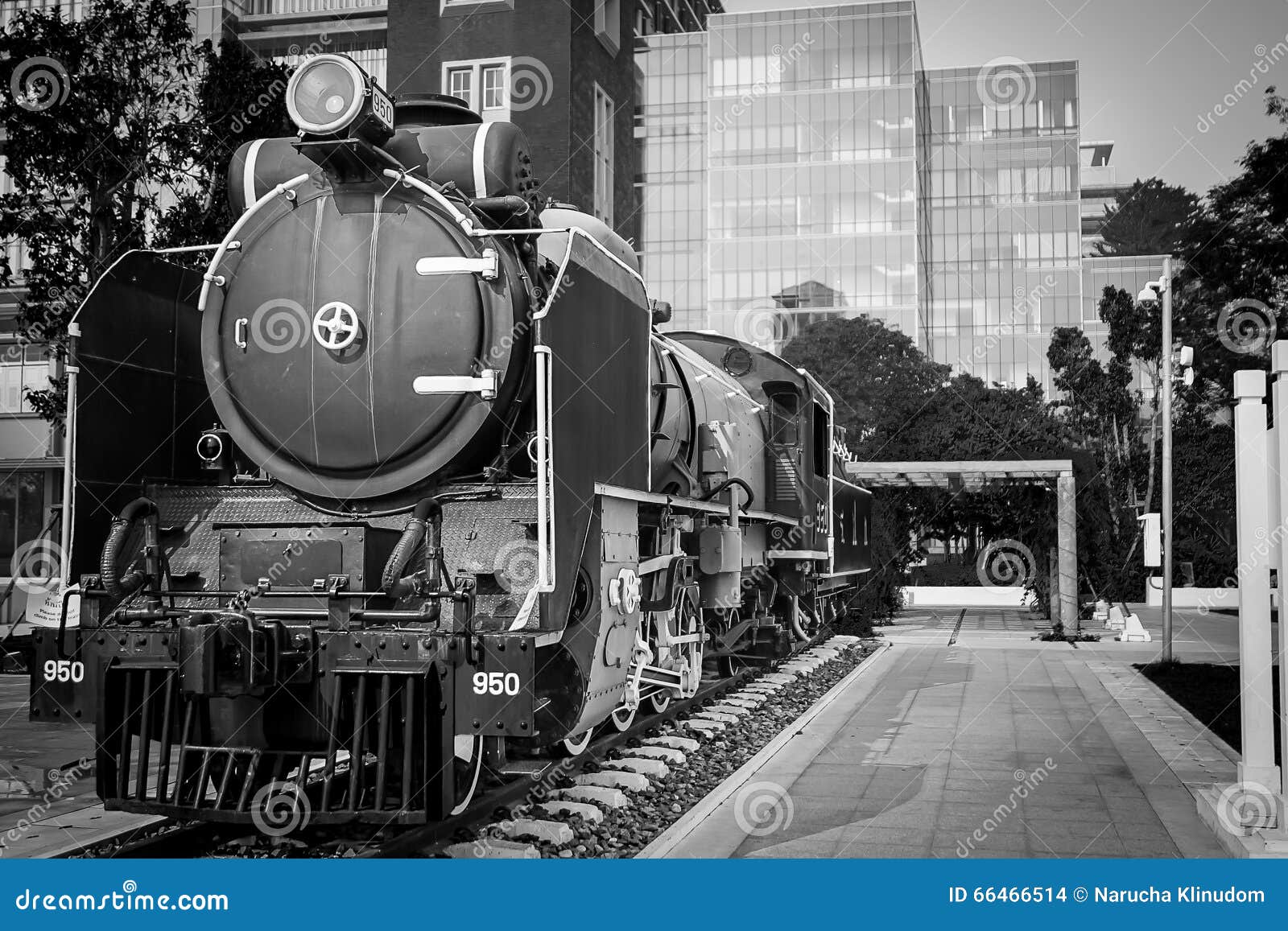 Train Monument with Black and White Stock Photo - Image of railway ...