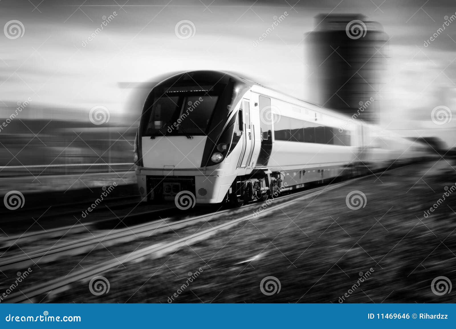 Train in Motion Black and White Stock Photo - Image of machine, blue ...