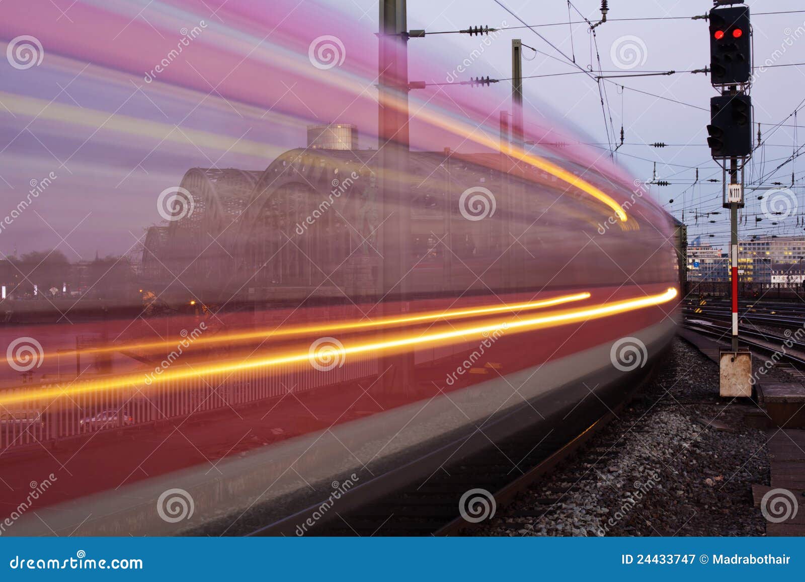 Train in motion blur stock image. Image of evening, hohenzollern - 24433747