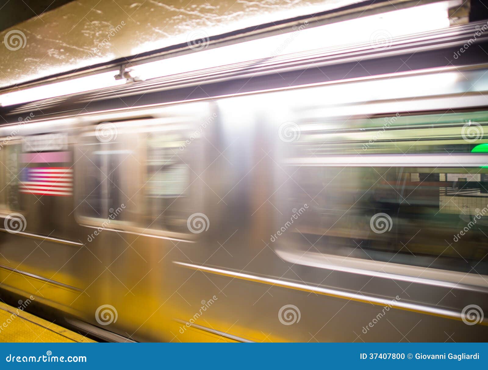 Train in Motion Inside a Subway Station, New York Editorial Image ...