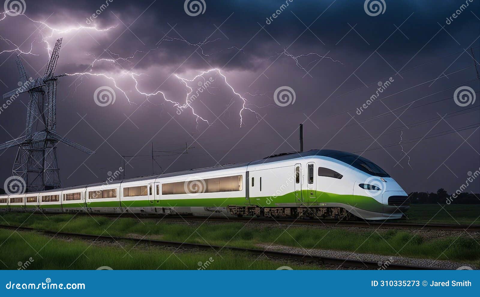 Train in Motion Lightning Train, a Speedy Lightning, Train Shooting Lightning that is Covered in ...