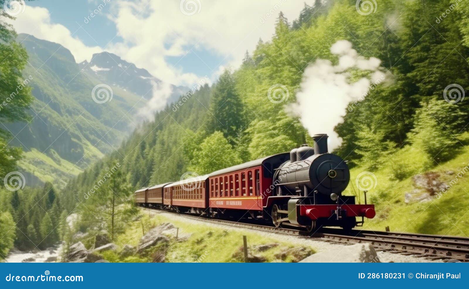 Train Mountain Landscape Forest Mountains Sky Landscape Background ...