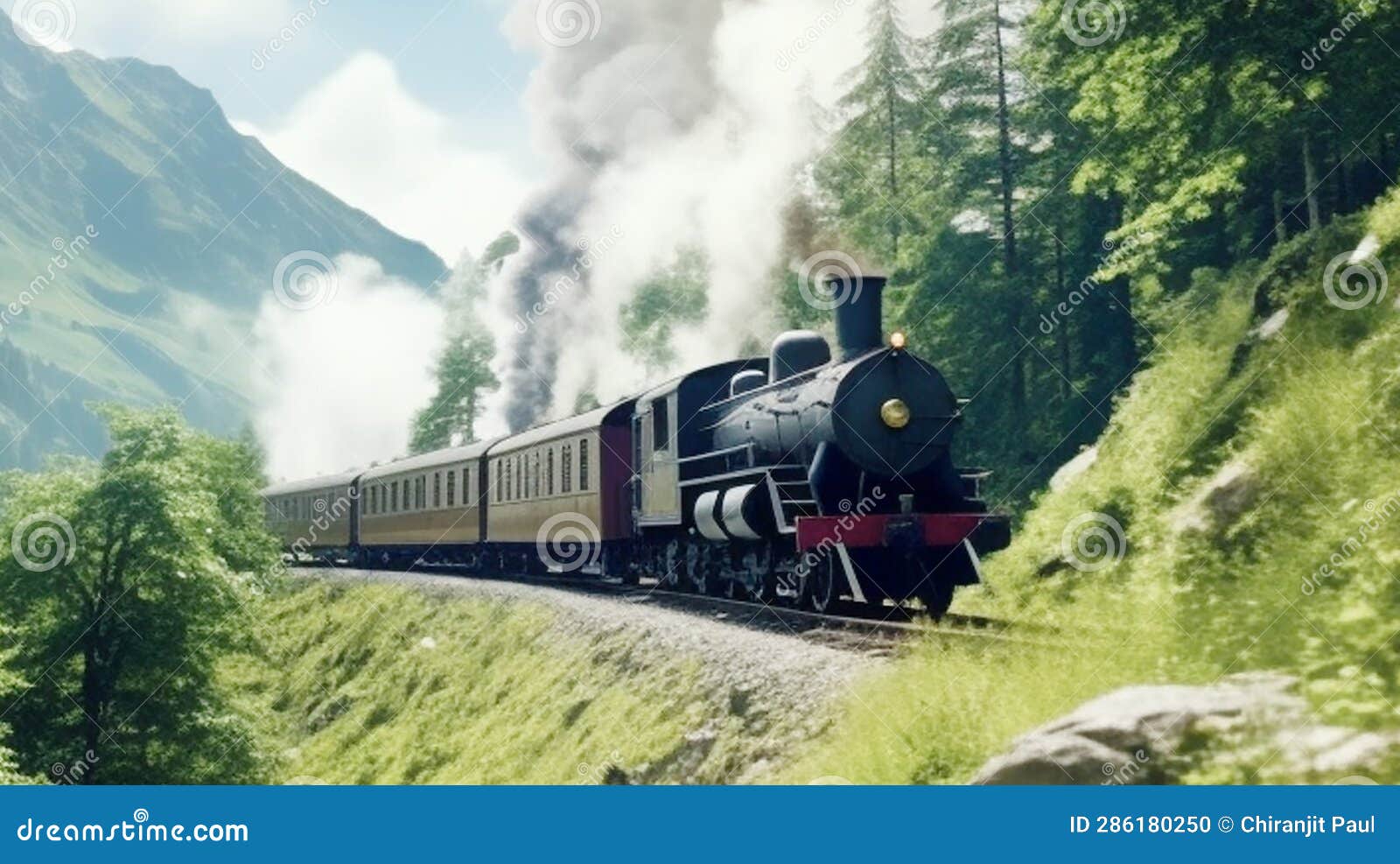 Train Mountain Landscape Forest Mountains Sky Landscape Background ...