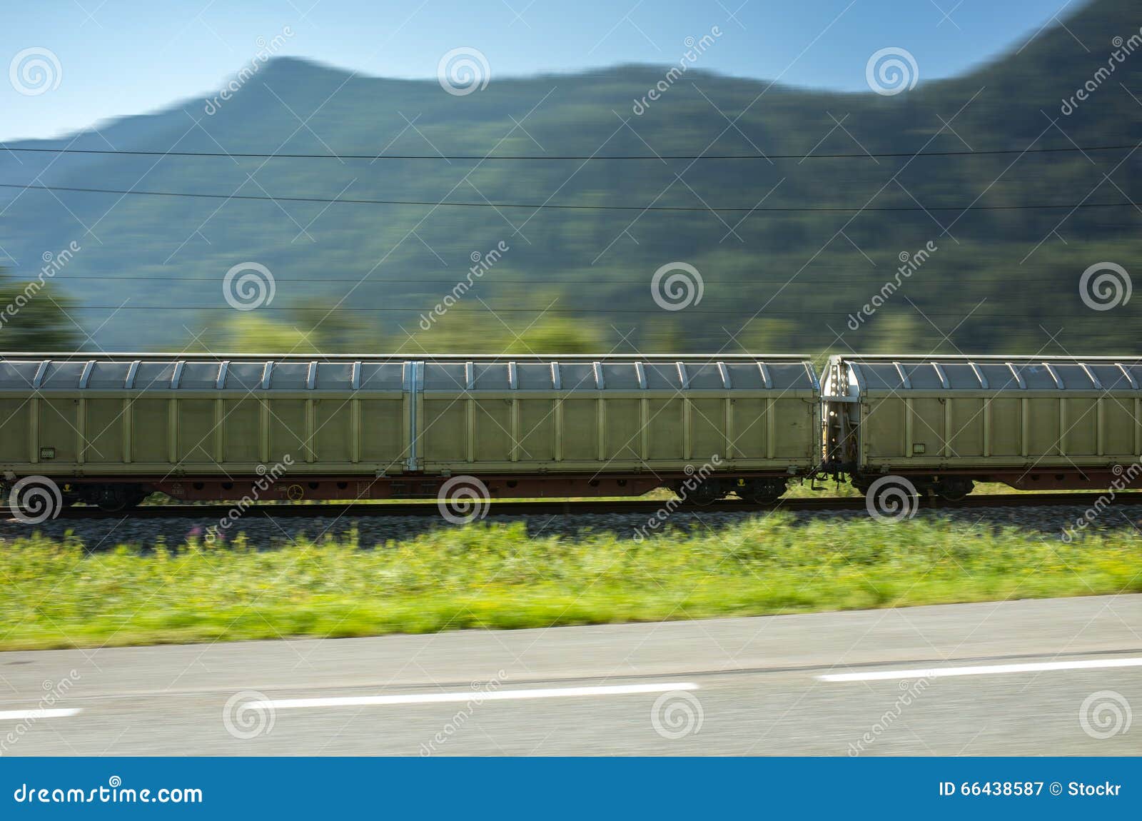 Train in the mountains stock image. Image of move, fast - 66438587