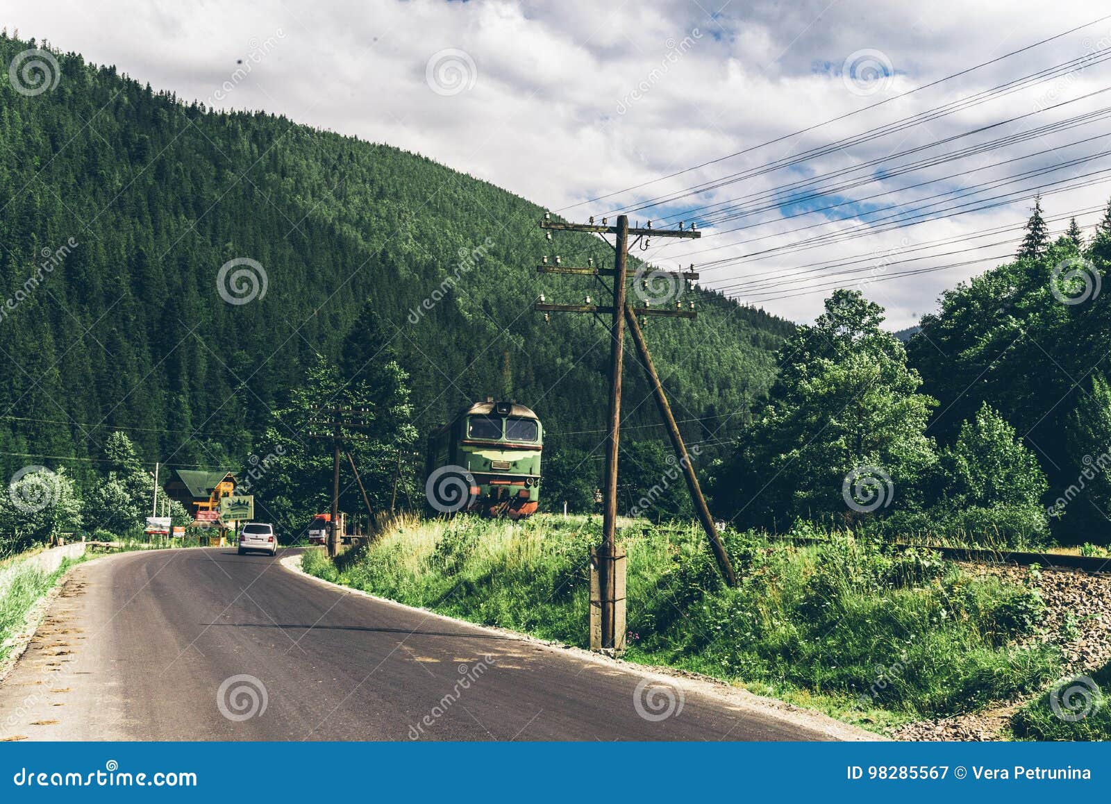 Train in the mountains stock image. Image of tourist - 98285567
