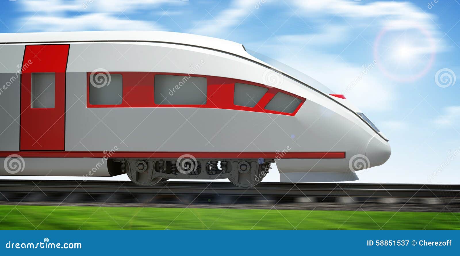 Train Moving Forward on Rail-tracks, Close-up View Stock Illustration ...