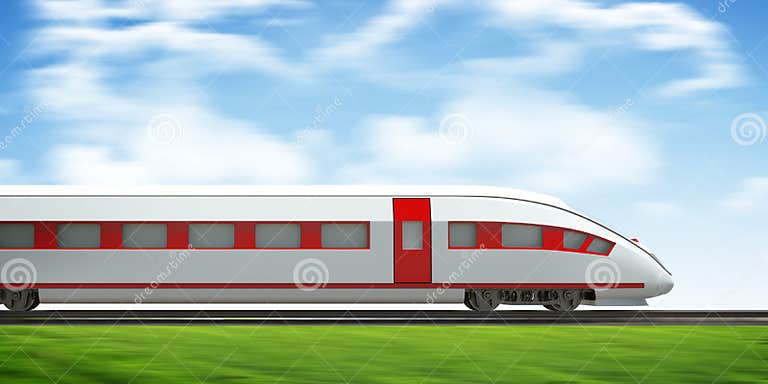 Train Moving Forward on Rail-tracks, Side View Stock Image - Image of ...