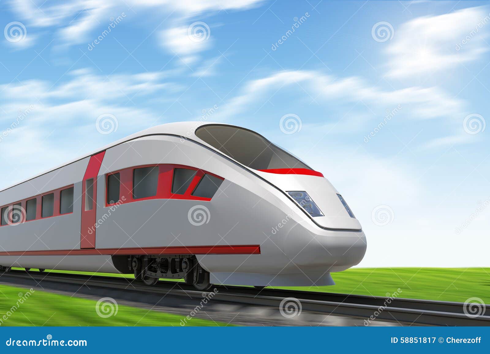 Train Moving on Rail-tracks, Side View Stock Illustration ...