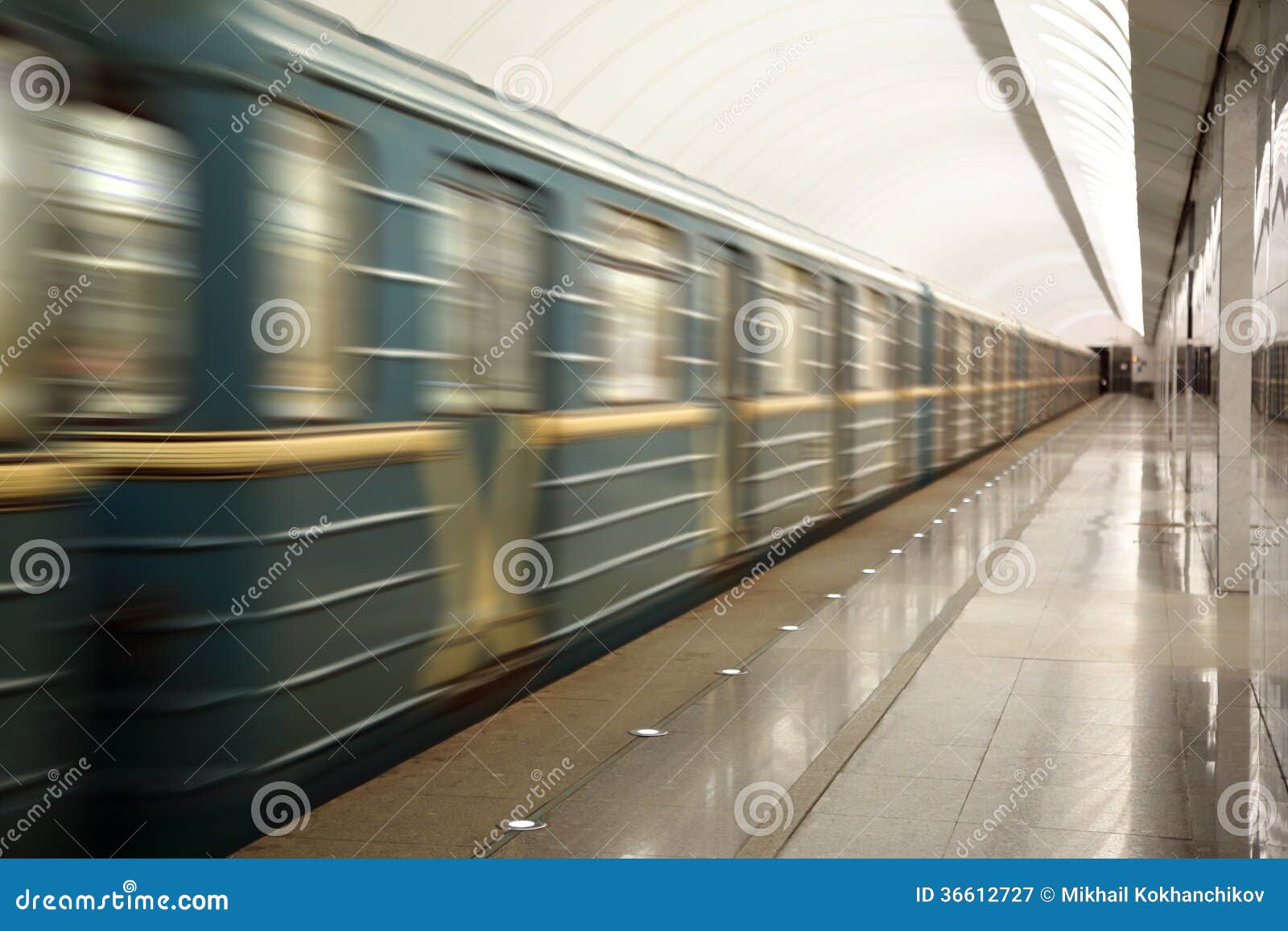 Train Moving at Subway Station Stock Image - Image of train, speed ...