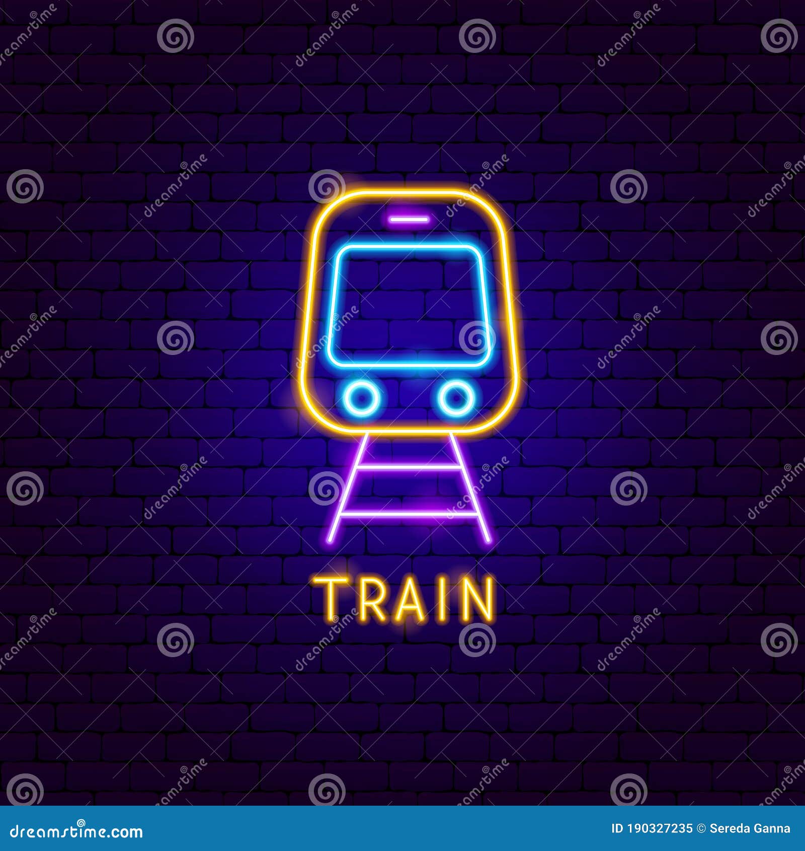 Train Neon Label stock vector. Illustration of monorail - 190327235