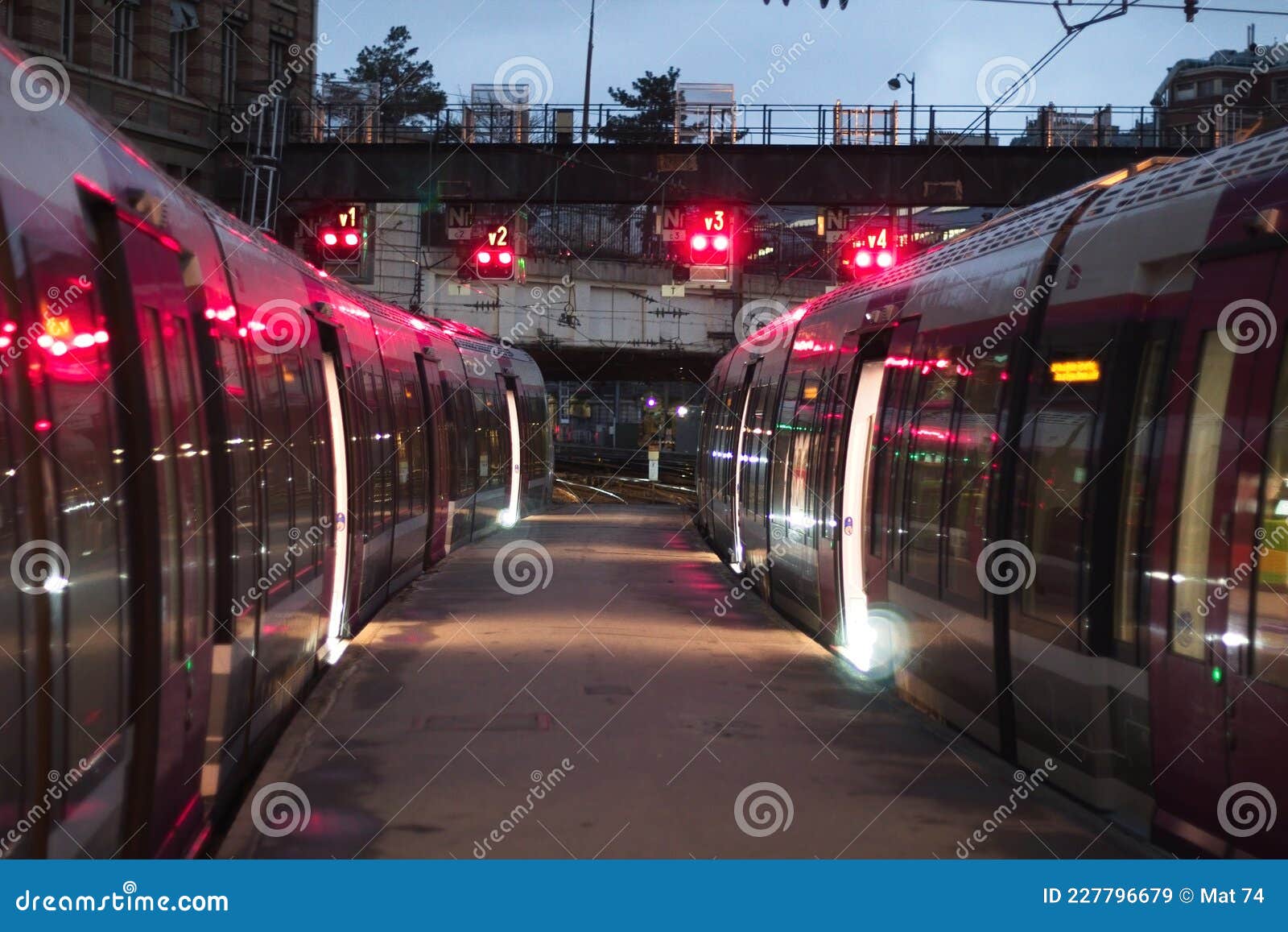 Train in the night stock image. Image of passenger, travel - 227796679