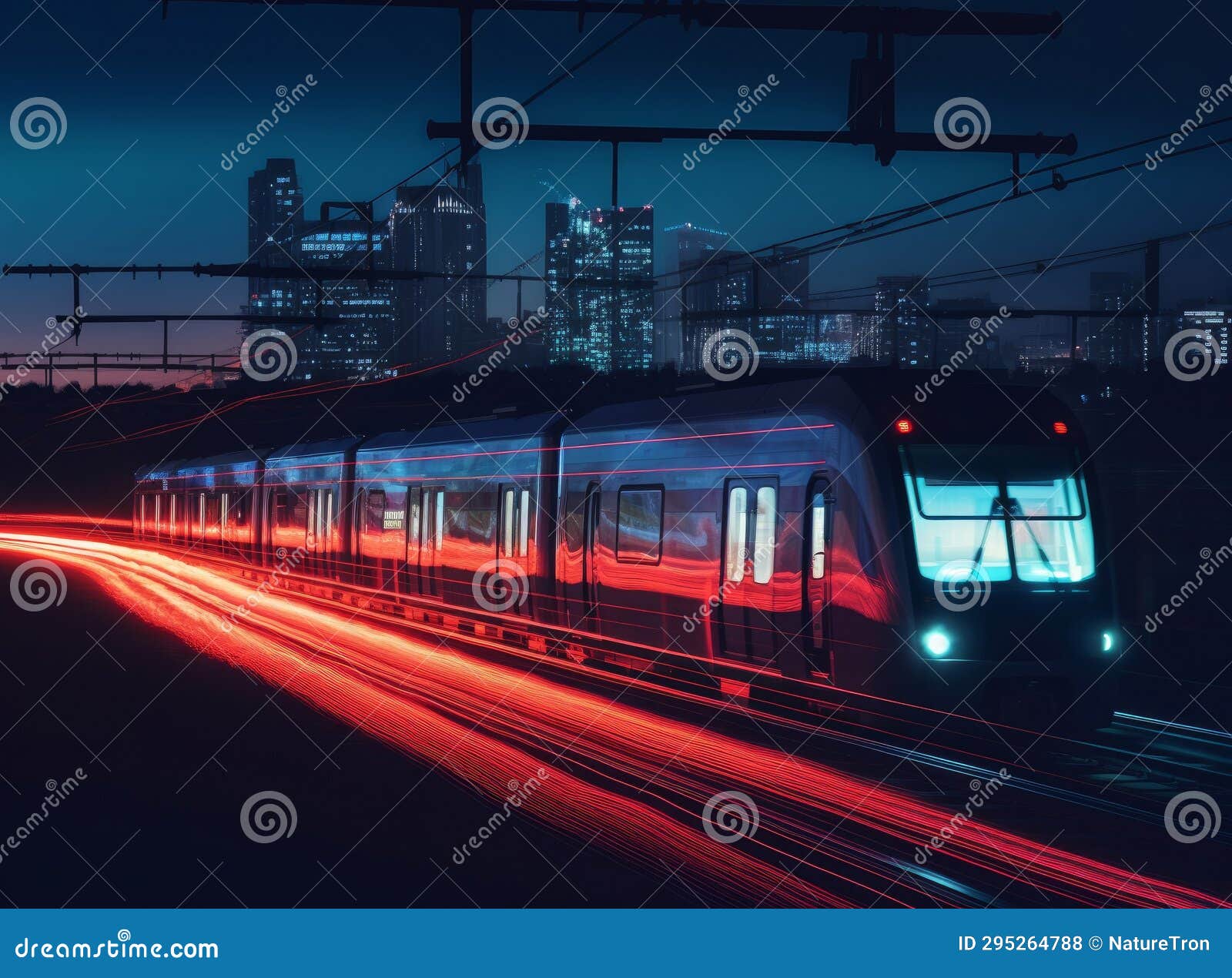 Train in the City Train in the Night Train at Night Stock Illustration ...