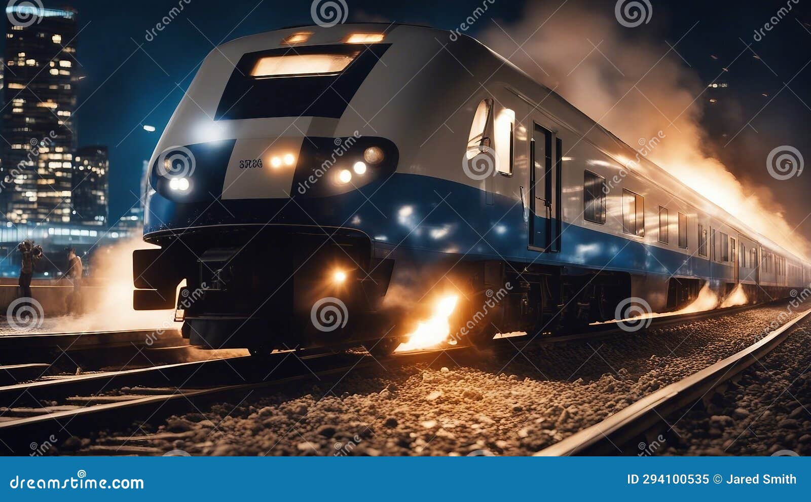 Train in the Night _A on Fire Fast Train Burning, Exploding, on Fire ...