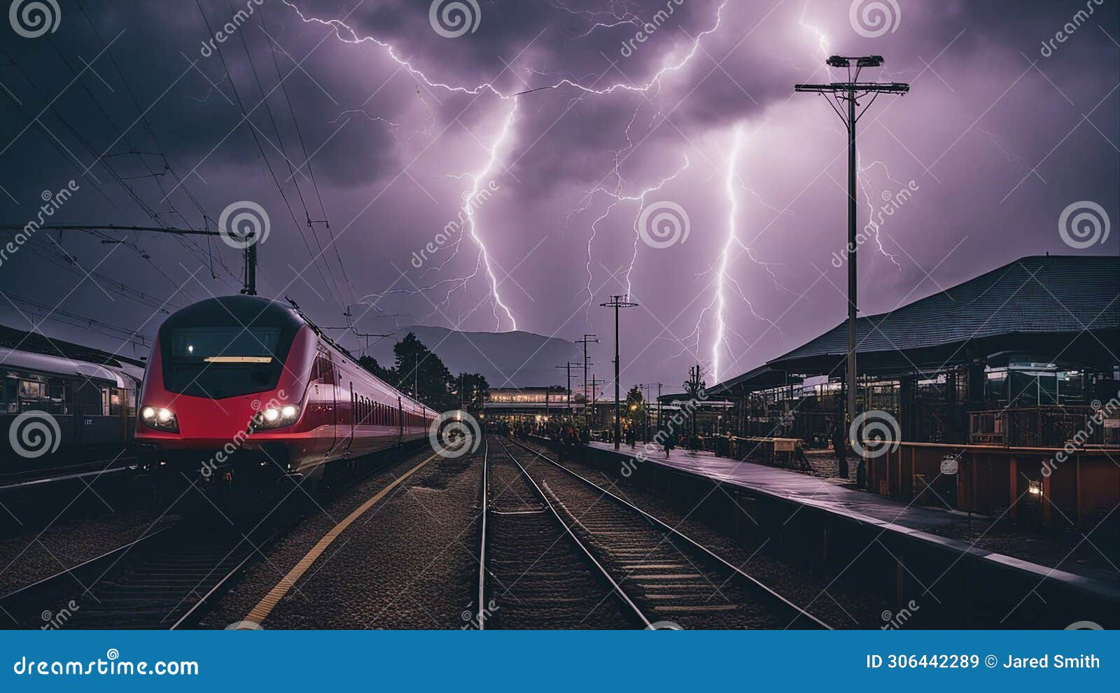 Train at Night a Lightning Ruby Train is in Electricity, and Lightning ...