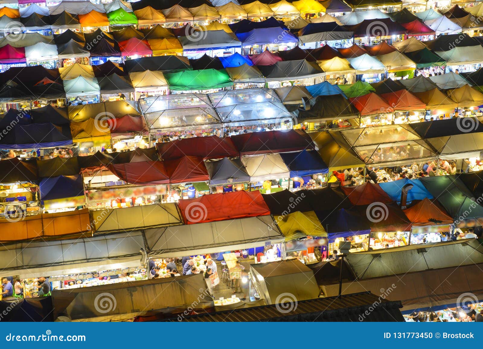 The Train Night Market Ratchada at Bangkok in the Night Time Editorial ...