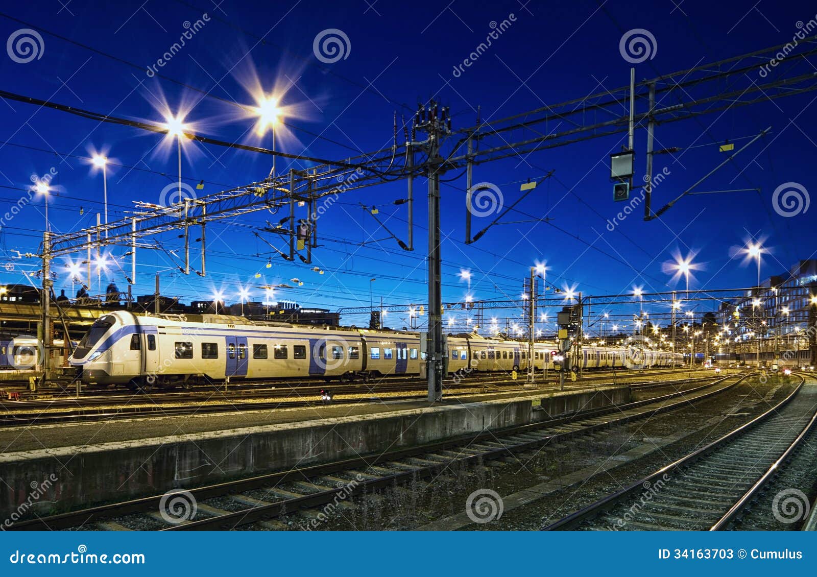 Train at night. stock image. Image of night, station - 34163703