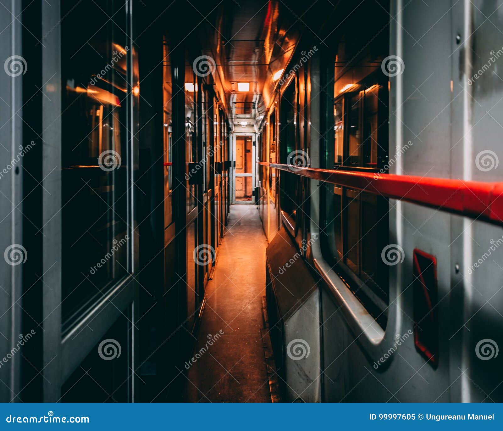 Train by night stock image. Image of orange, train, travel - 99997605