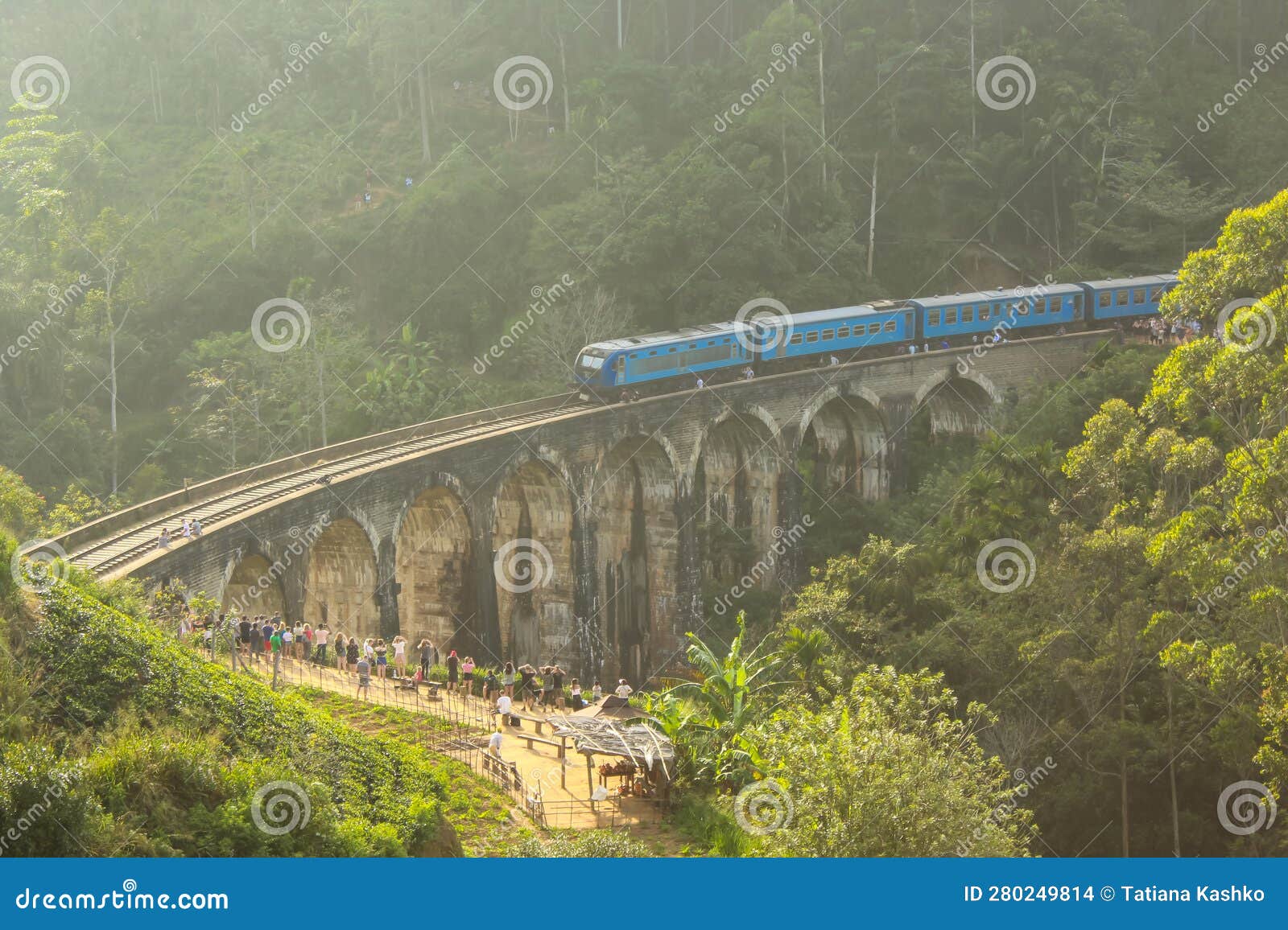 Train on the Nine Arch Bridge in Sri Lanka Stock Photo - Image of view ...
