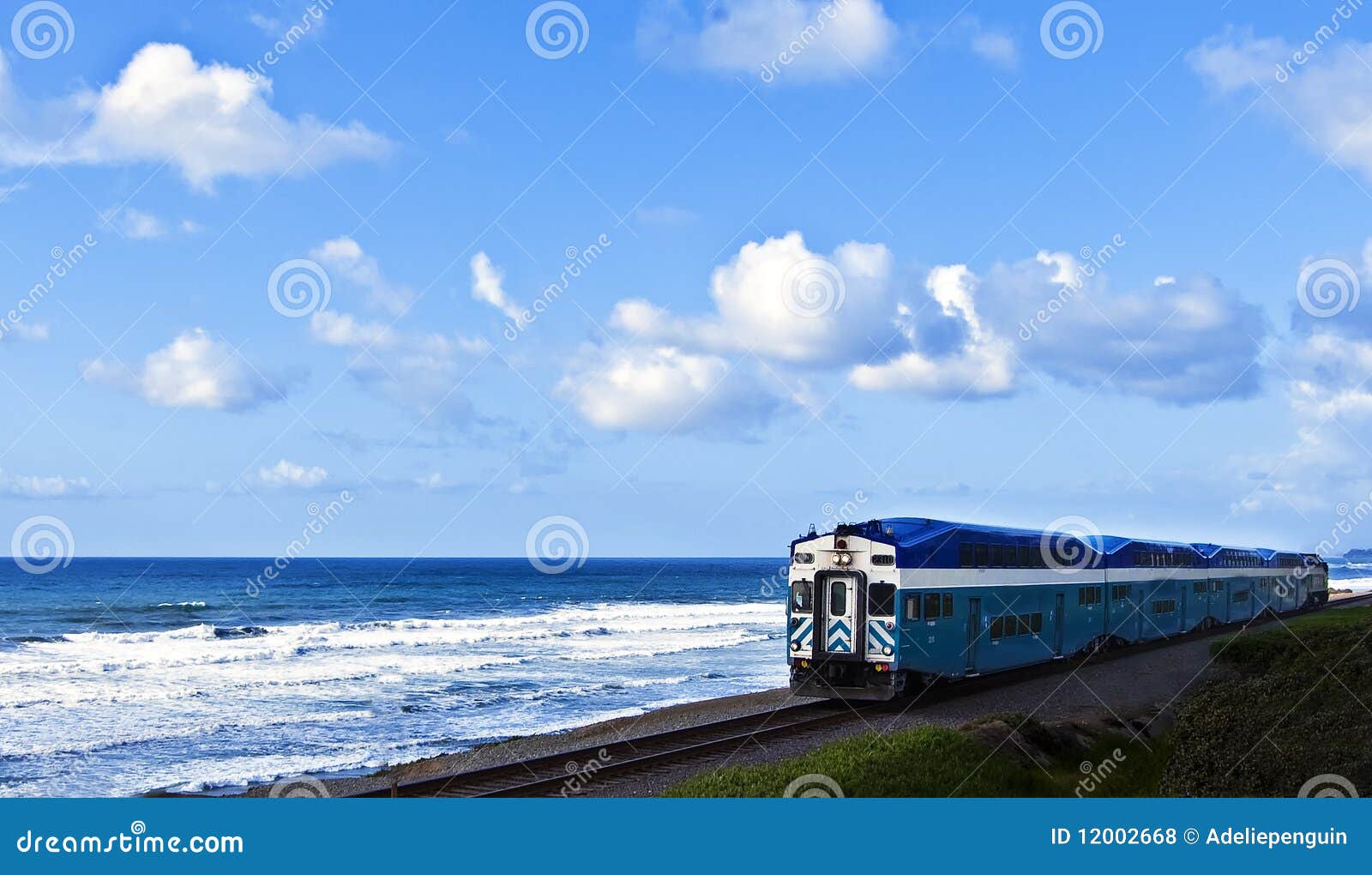 Train on the Ocean Cliff, California Stock Photo - Image of ...