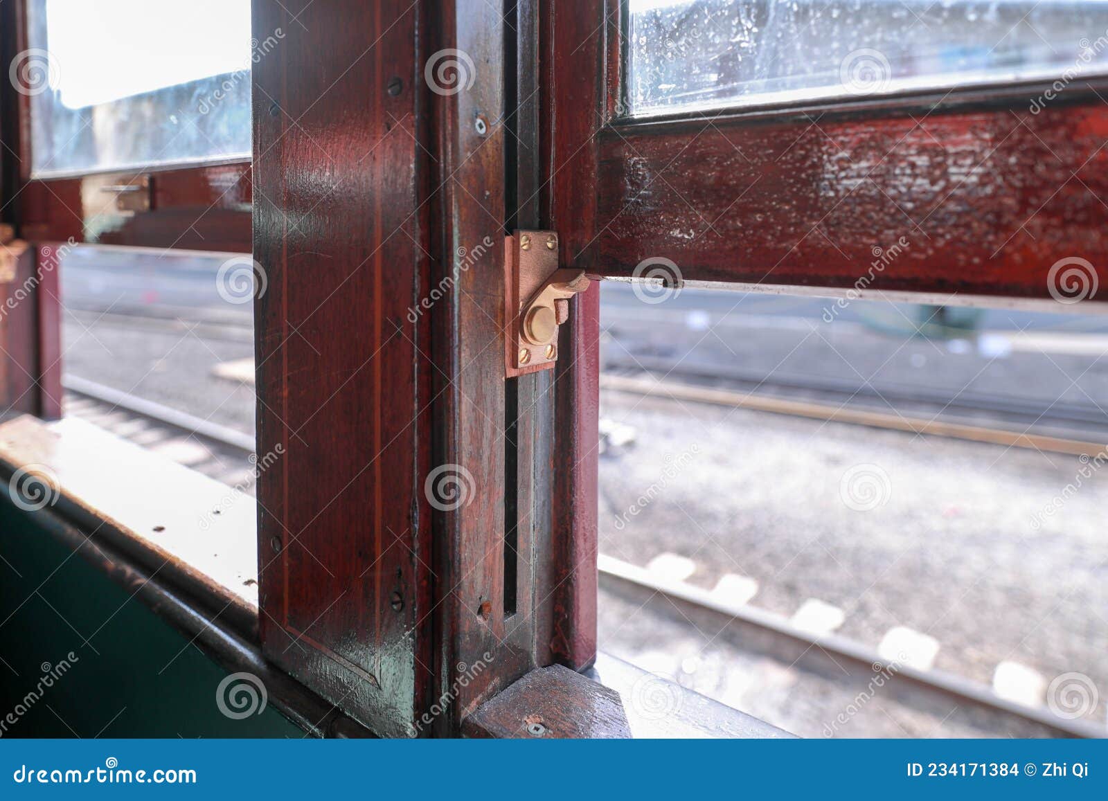 The Train Old Window with Layers of Paint. Vintage Style Stock Photo ...