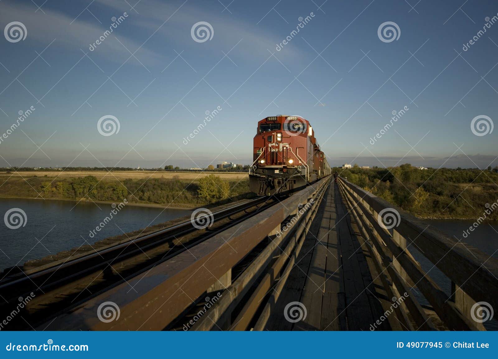 Train over Bridge stock image. Image of traveling, wood - 49077945
