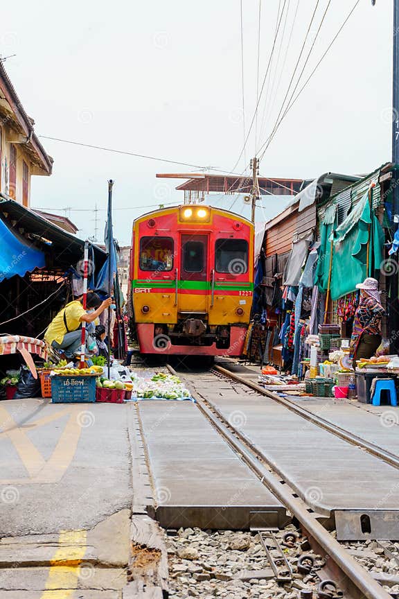 A Train Parked Inside a Train Station. Front View of Train. Editorial ...