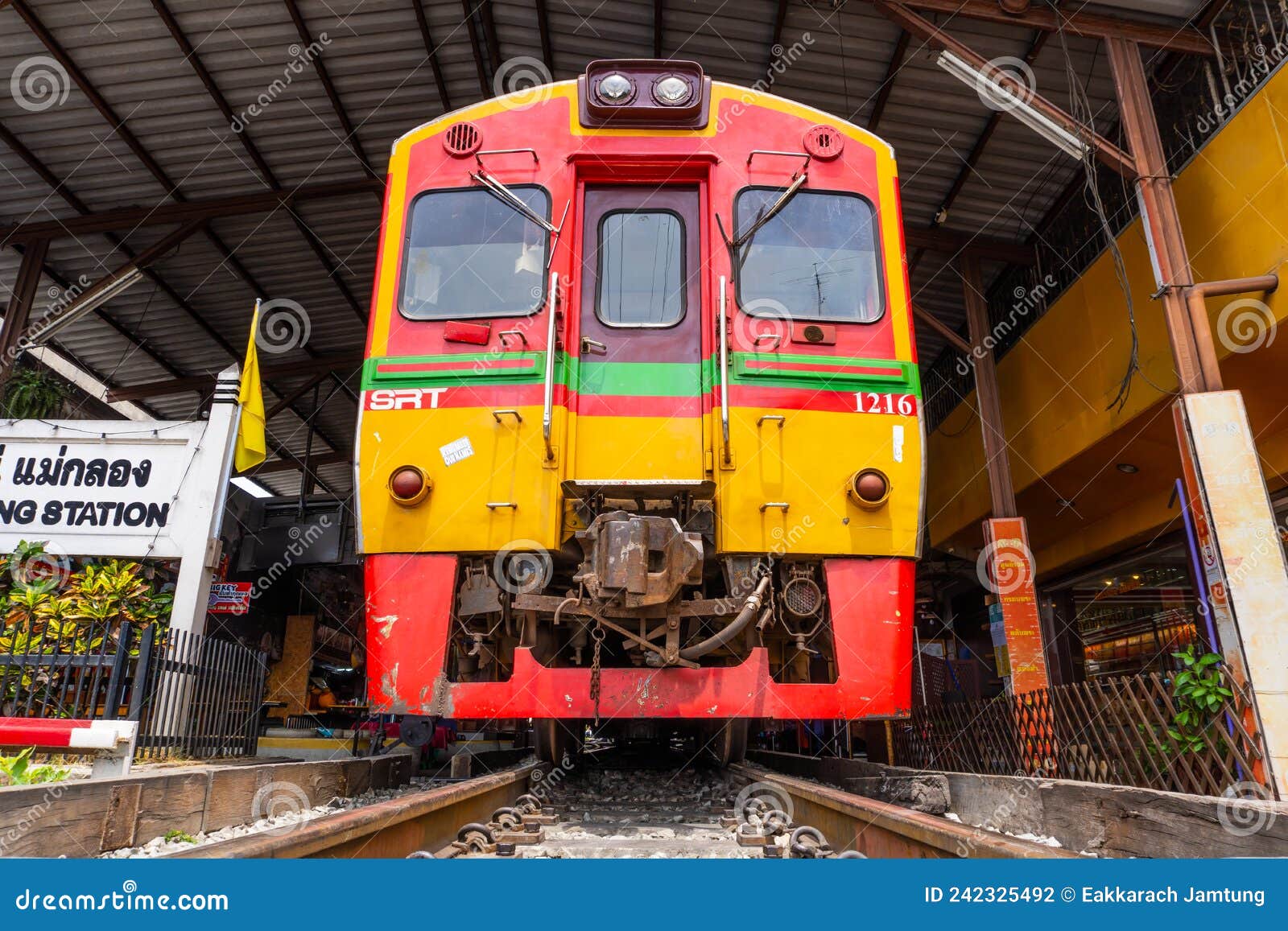 A Train Parked Inside a Train Station. Front View of Train. Editorial ...