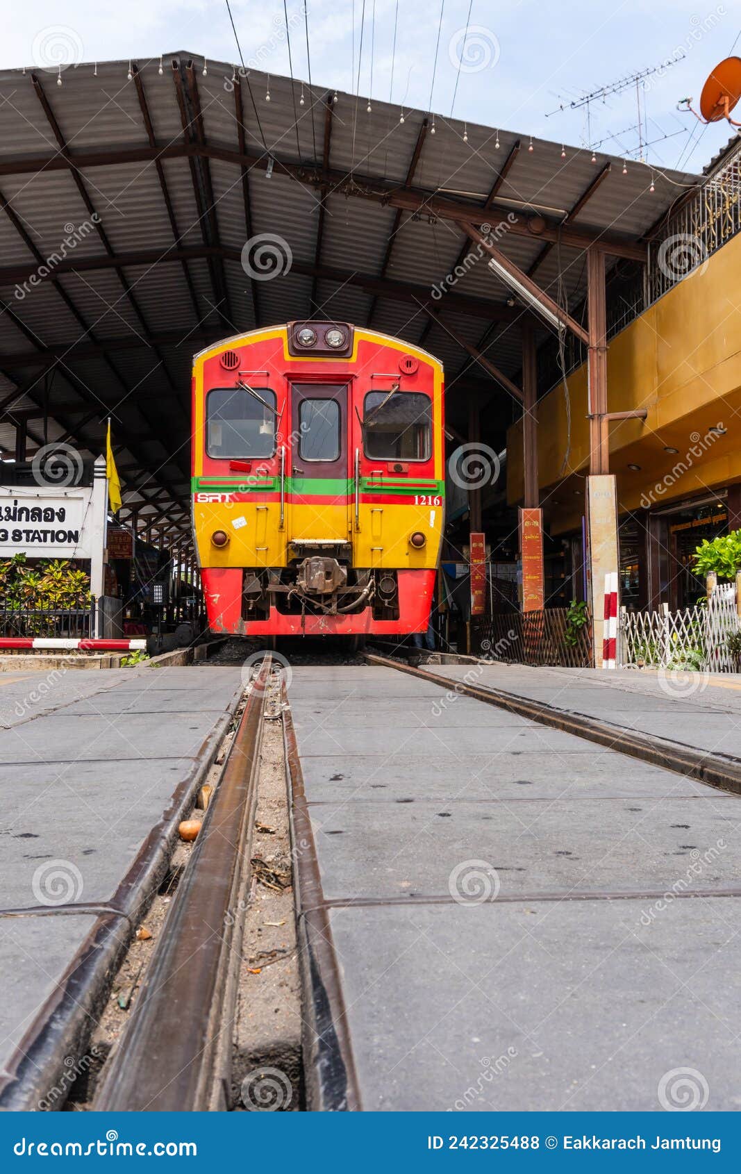 A Train Parked Inside a Train Station. Front View of Train. Editorial ...