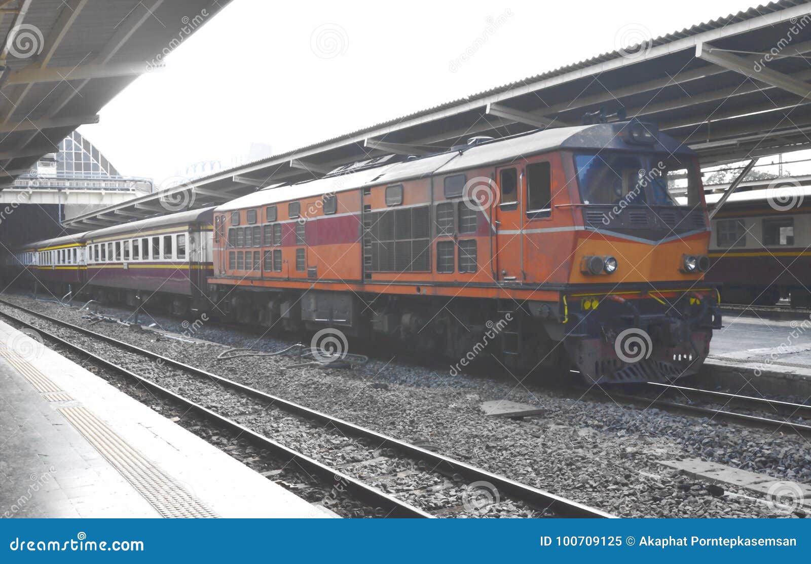 Train Parking on Rail in Station Platform Stock Image - Image of rock ...