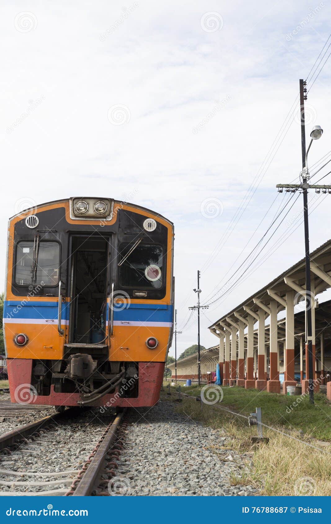 Train Parking on Railway at Train Station Stock Image - Image of ...