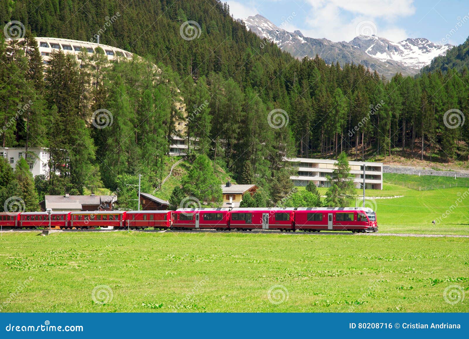 Train Passing through Davos, Switzerland. Stock Photo - Image of resort ...