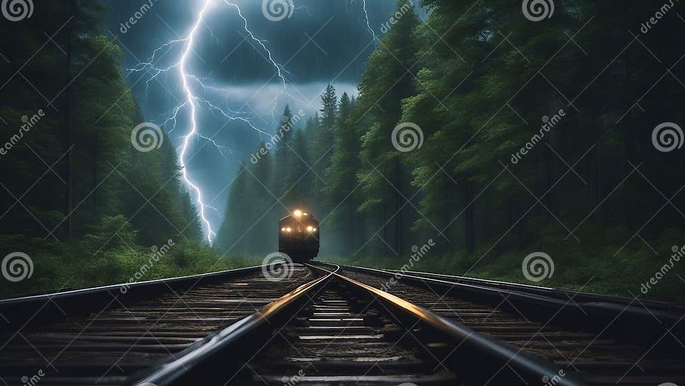 Train Passing through the Fog Train Trailing through the Forest in the ...