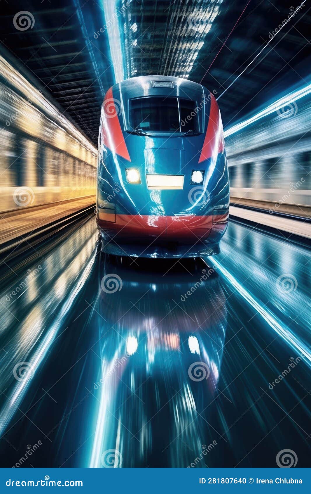 Train Passing by with Long Exposure Trails of Light and Dynamic ...