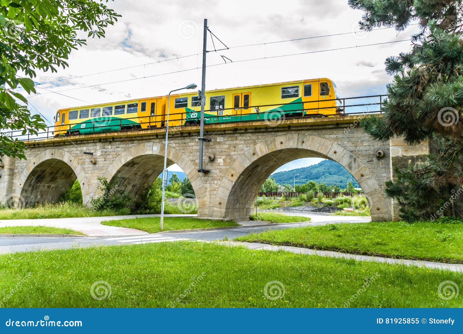 A Train Passing Over a Bridge in Decin Editorial Image - Image of ...