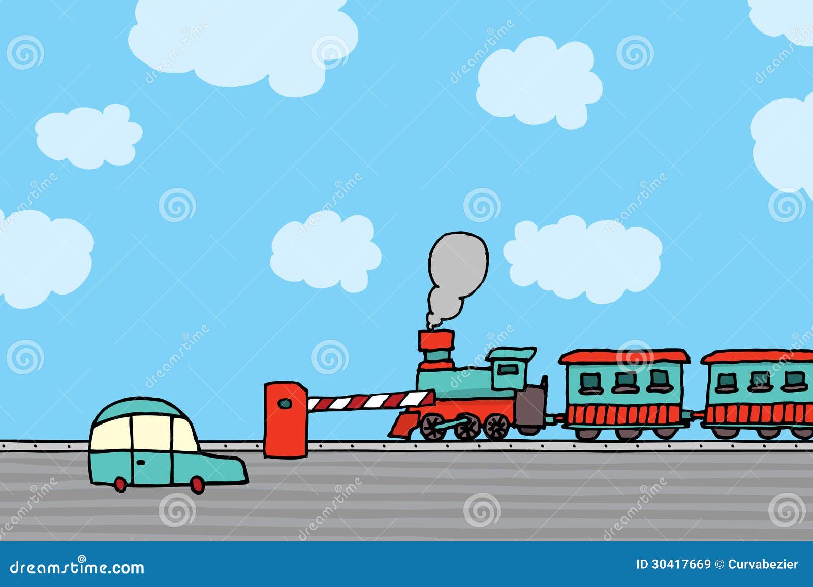Train Passing / Railroad Crossing Stock Vector - Illustration of ...
