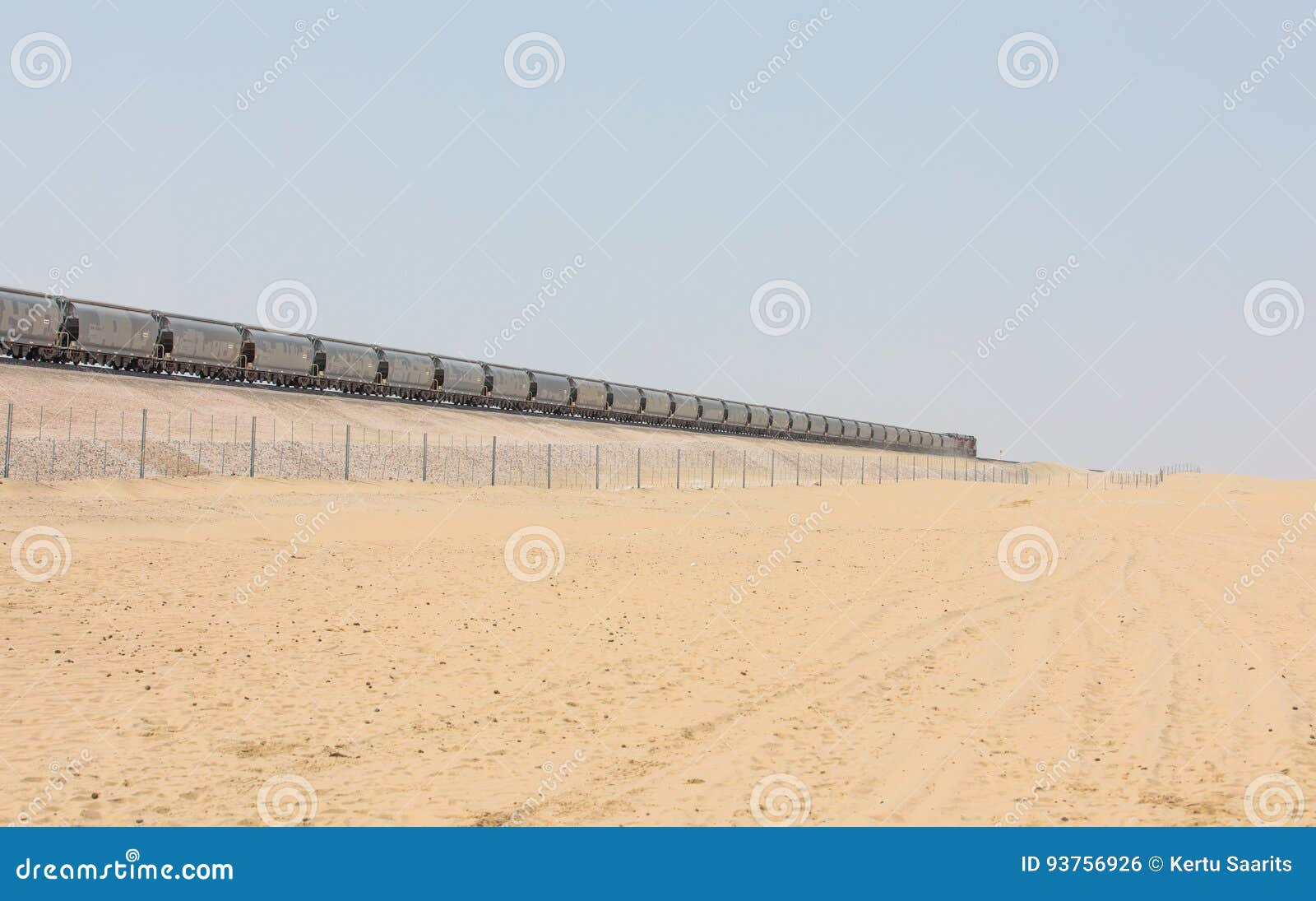 Train Passing a Railway in the Desert. Editorial Photo - Image of dune ...
