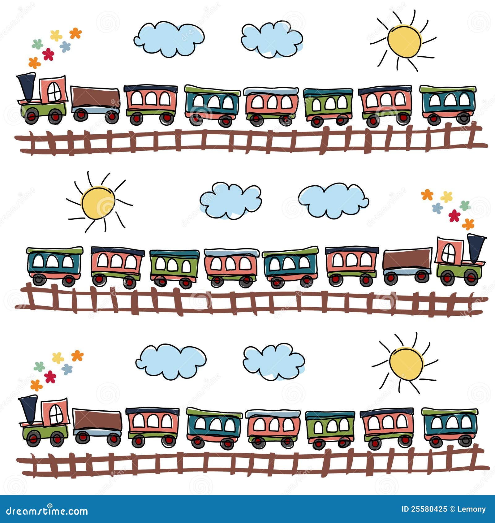 Train Pattern Cartoon Vector | CartoonDealer.com #25580425