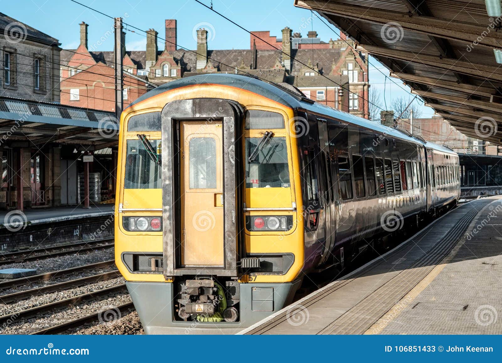 The train at platform 1 editorial stock photo. Image of building ...