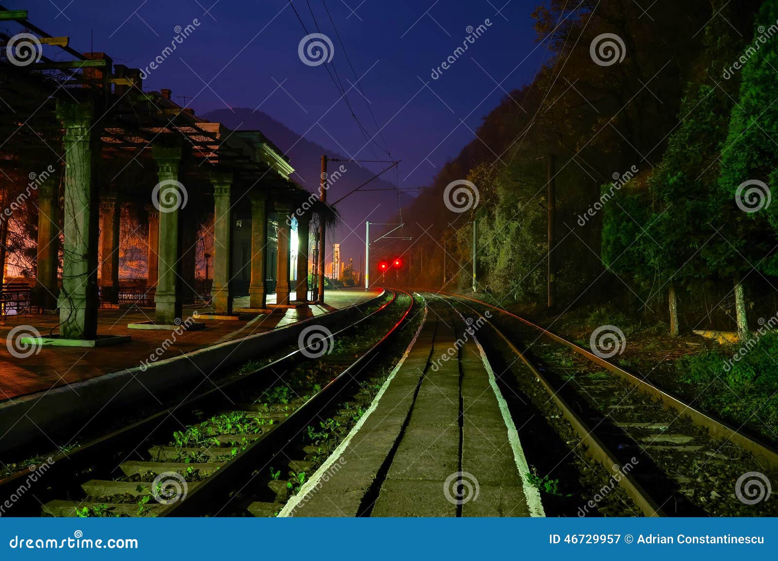 Train platform by night stock image. Image of public - 46729957