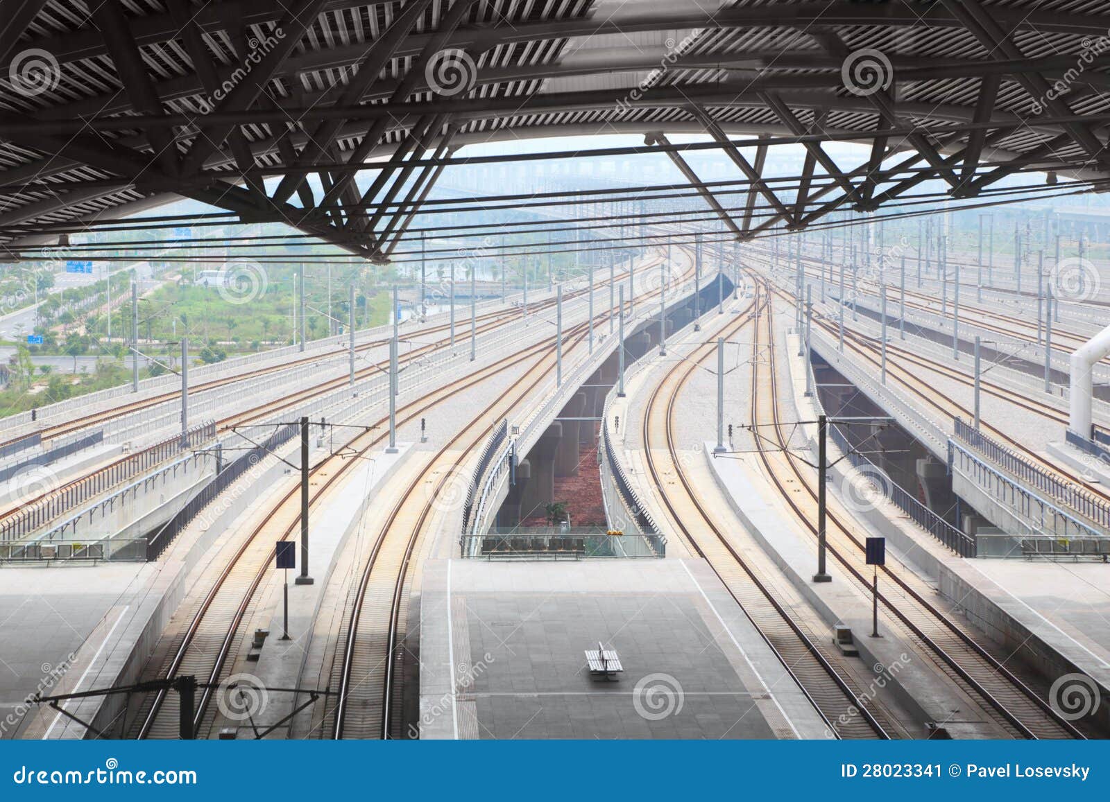 Train Platform with Railways Stock Image - Image of platform, roof ...