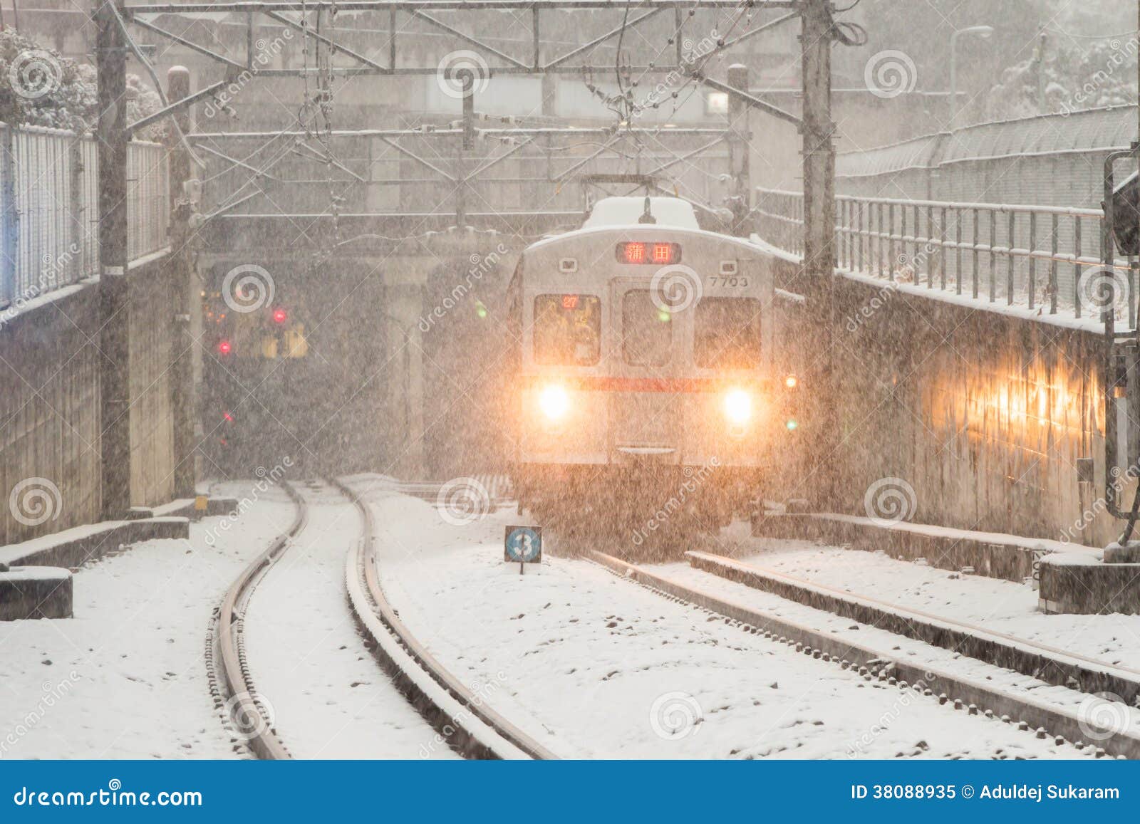 Train Plowing through Snow Storm Editorial Image - Image of snowfall ...