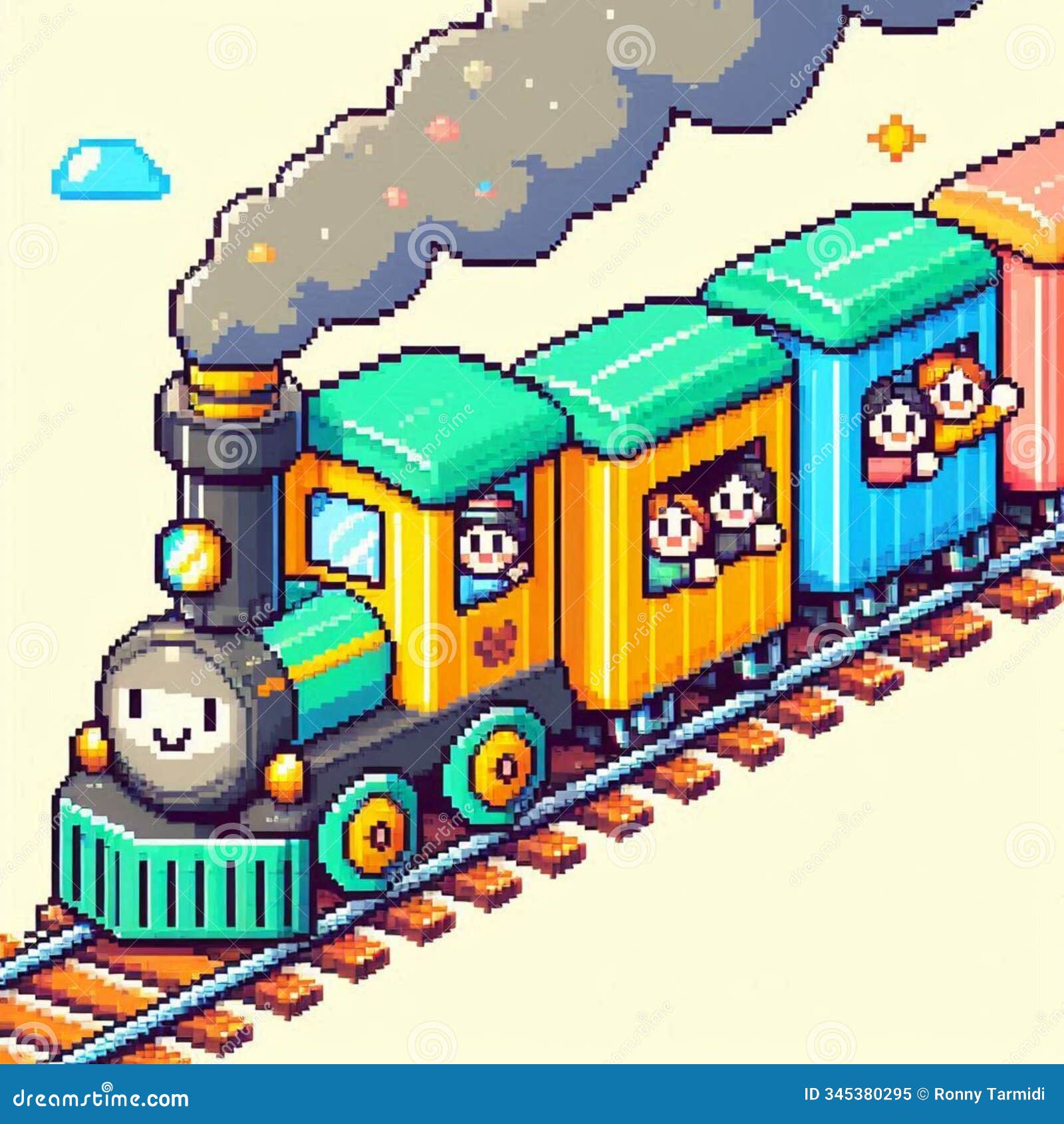 Train portrait, pixel art stock illustration. Illustration of line ...
