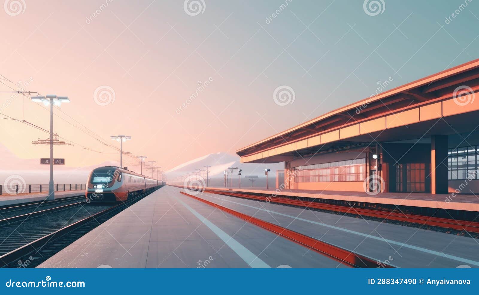 A Train is Pulling into a Train Station. Stock Photo - Image of point ...