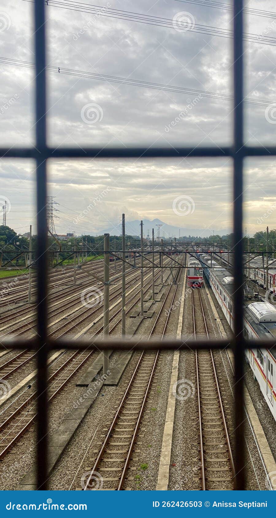The Train on the Rail with a Mountain View Stock Image - Image of view ...